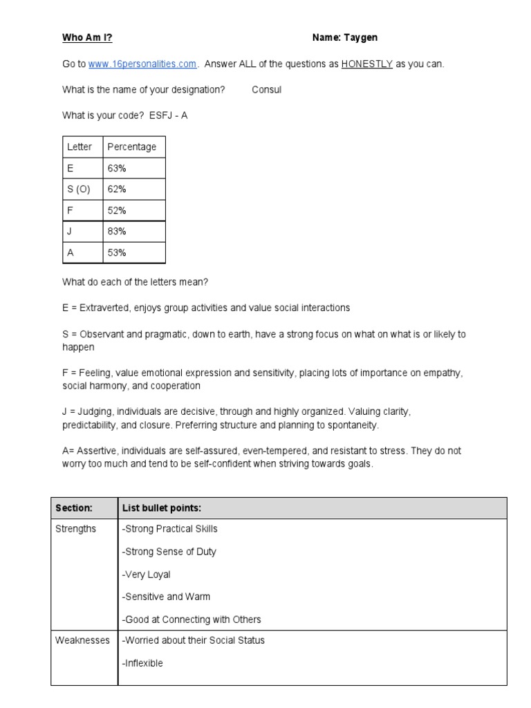 Who Am I - Personality Test | PDF | Psychology | Psychological Concepts