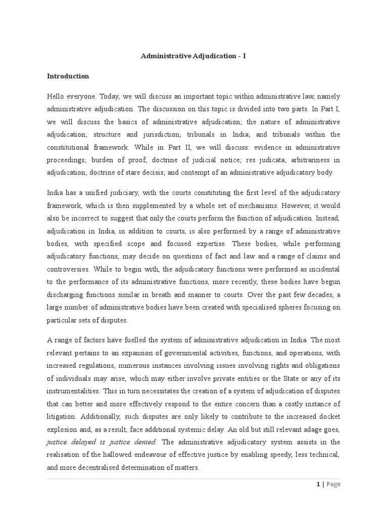 Understanding Administrative Adjudication | PDF | Finance & Money ...
