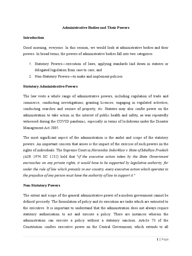Powers of Administrative Bodies Explained | PDF | Constitution ...