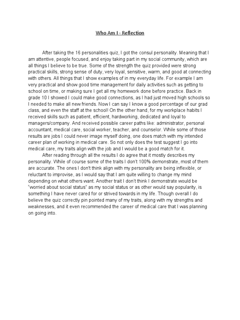 Personal Reflection on My Identity | PDF | Self-Improvement | Wellness