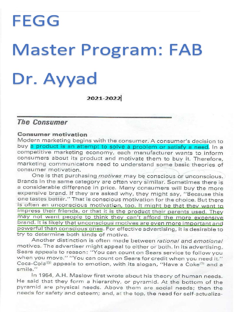 Understanding Consumer Motivation and Behavior: An Analysis of Internal ...