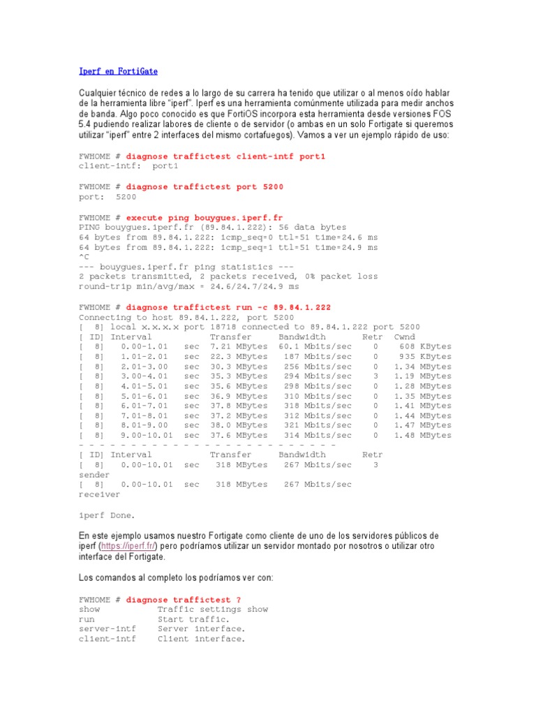 Iperf en FortiGate | PDF | Red de arquitectura | Protocolos de internet