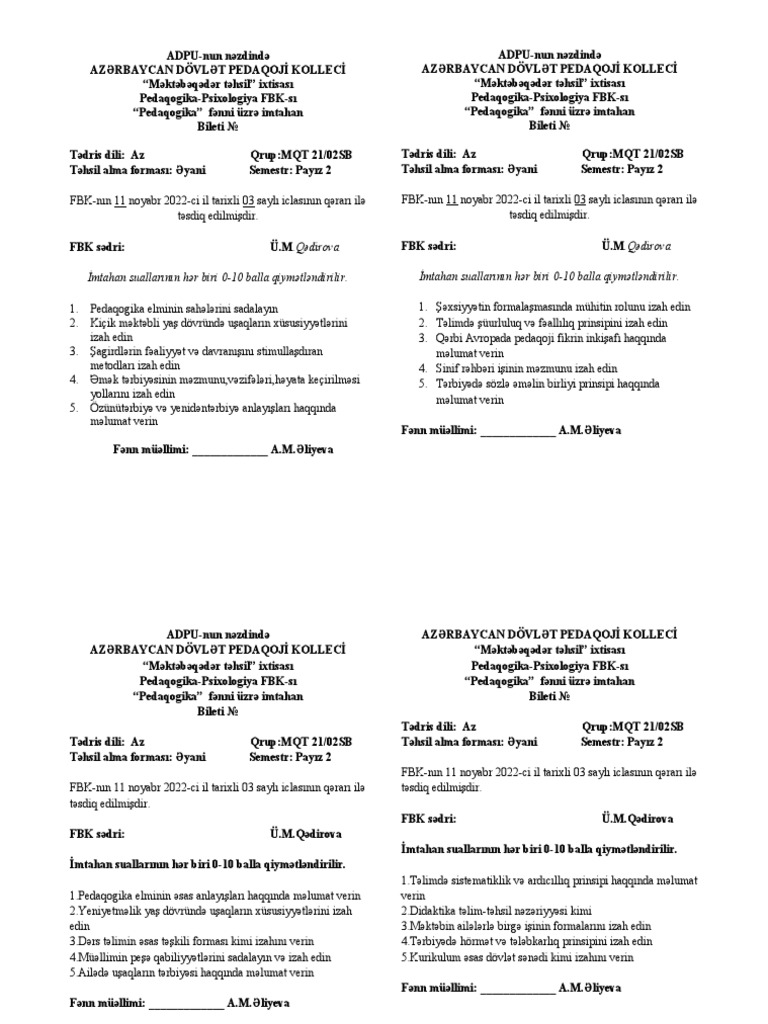 Pedoqogika MQT | PDF