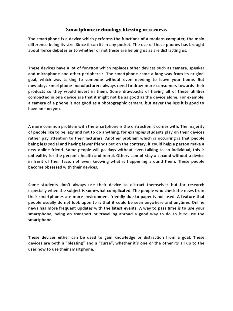 Smartphone Technology Blessing or A Curse | PDF