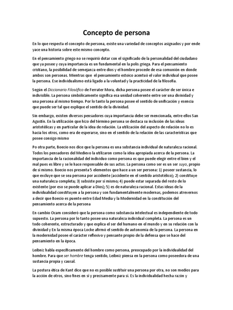 Concepto de Persona | Descargar gratis PDF | Teoría de sustancias ...