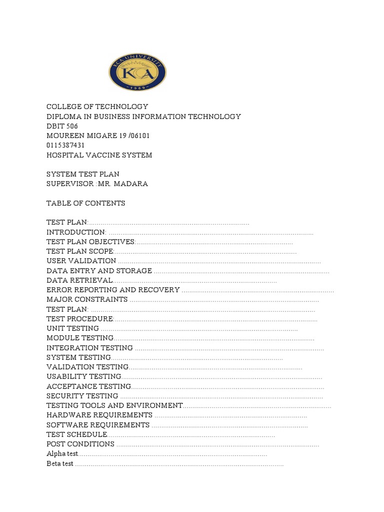 19 - 06101 Test Plan | PDF | Software Testing | Databases