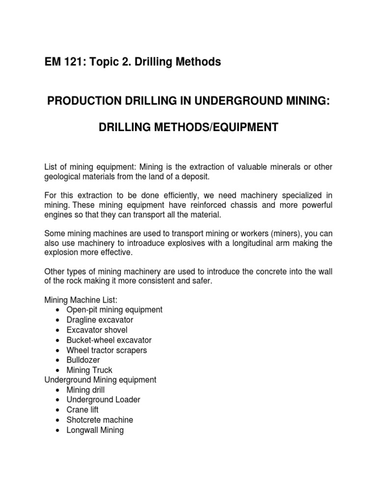 Drilling Methods-Equipment - Production Drilling | PDF | Mining | Drilling