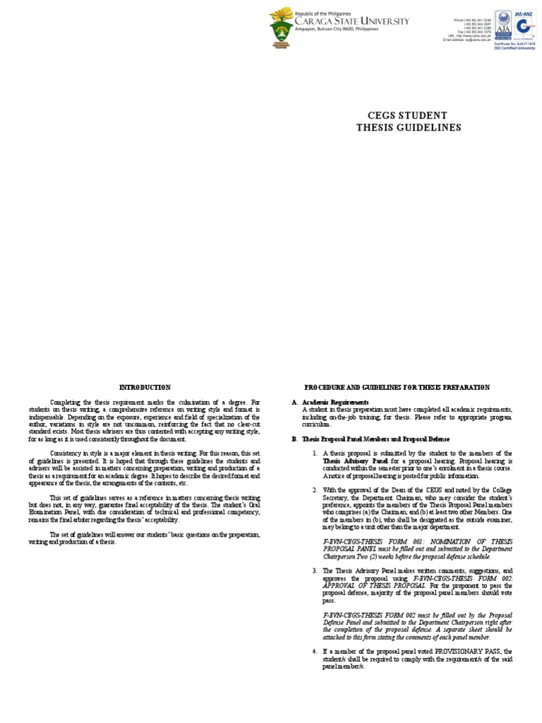 CEGS ThesisGuidelines v2 | PDF | Thesis | Typefaces