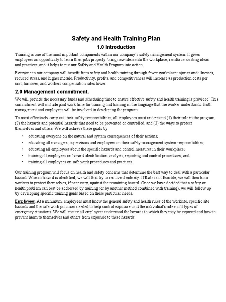 Trainingplan | PDF | Occupational Safety And Health | Employment