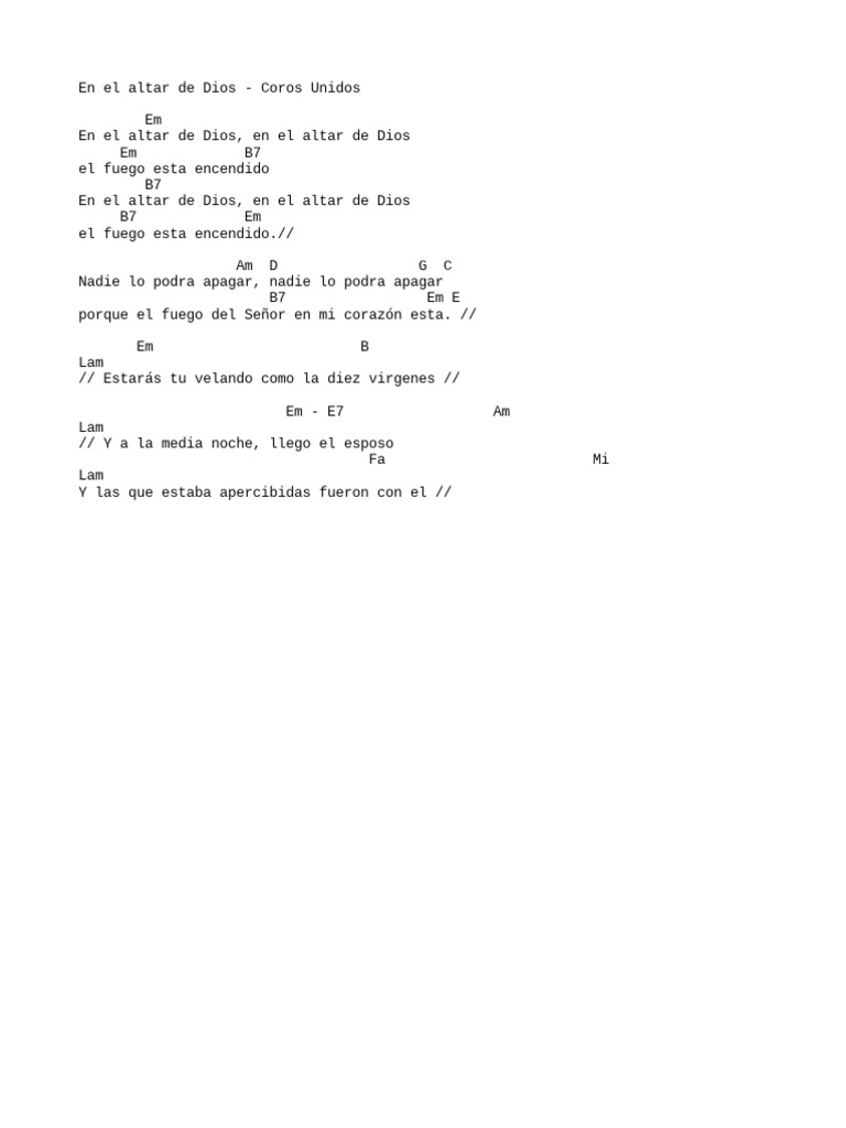 En El Altar de Dios - Coros Unidos | PDF