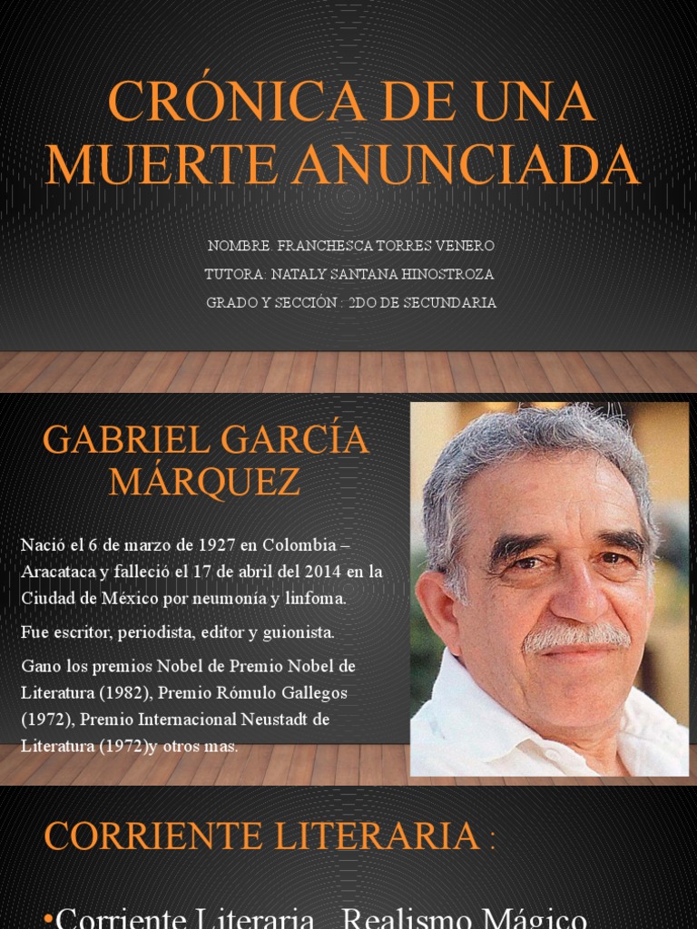 Crónica de Una Muerte Anunciada Power Point | PDF | Novela negra ...