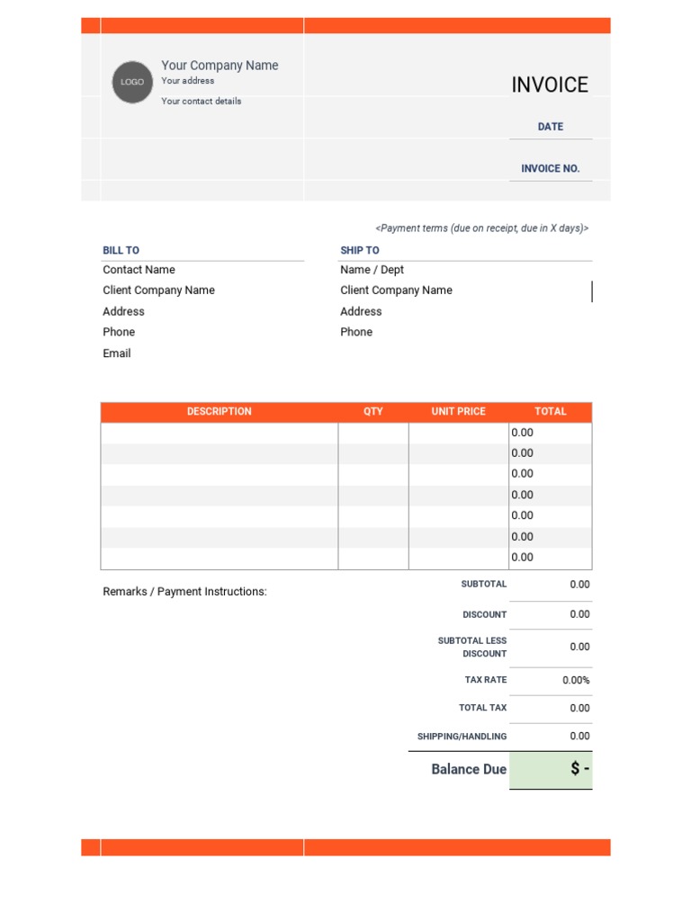Invoice Template 4 Word | PDF