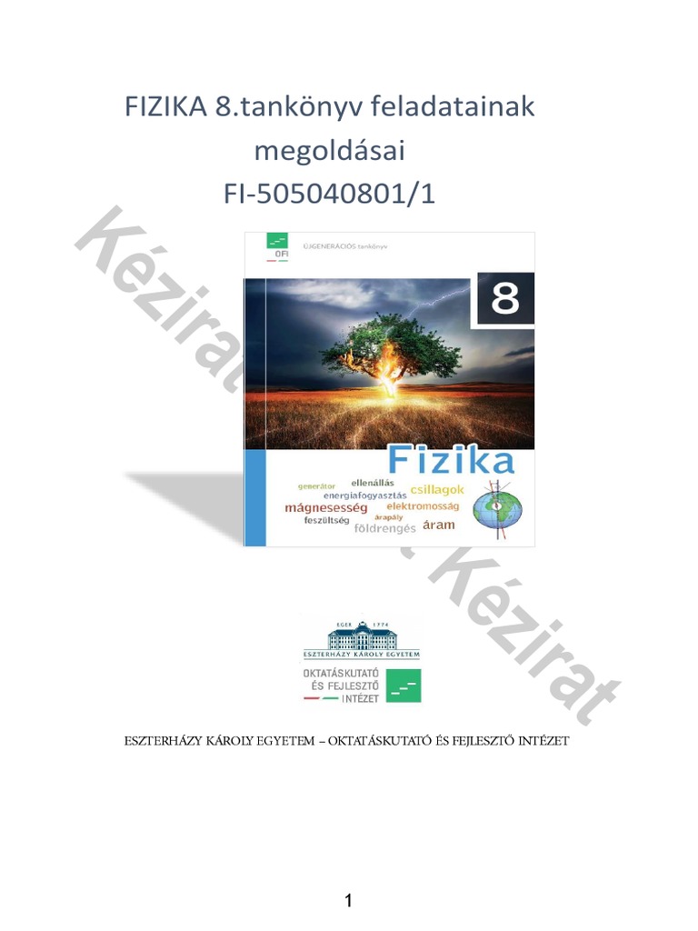 FI 505040801 - 1 - FIZIKA 8 TK Megoldokulcs | PDF