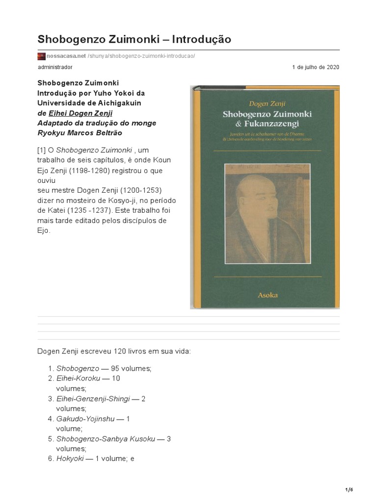 Shobogenzo Zuimonki Introdução | PDF | Eihei Dogen | Zen