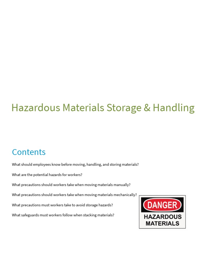 Hazardous Materials Storage & Handling | PDF | Waste | Hazards