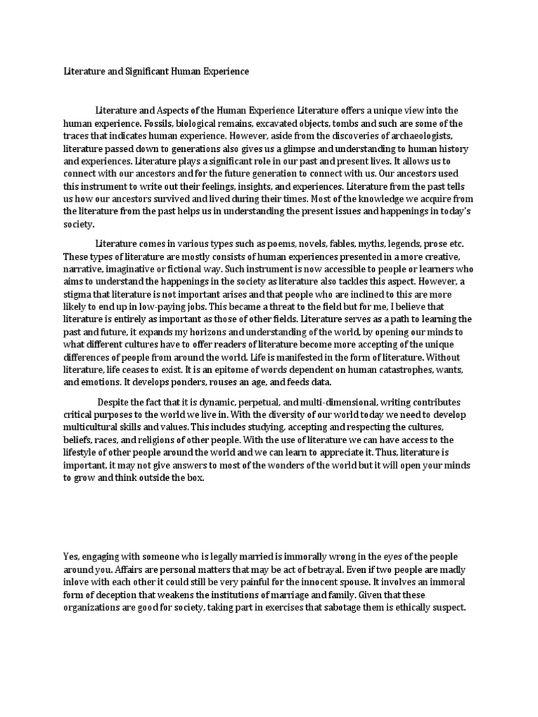 Literature's Role in Human Experience | PDF | Experience | Narrative