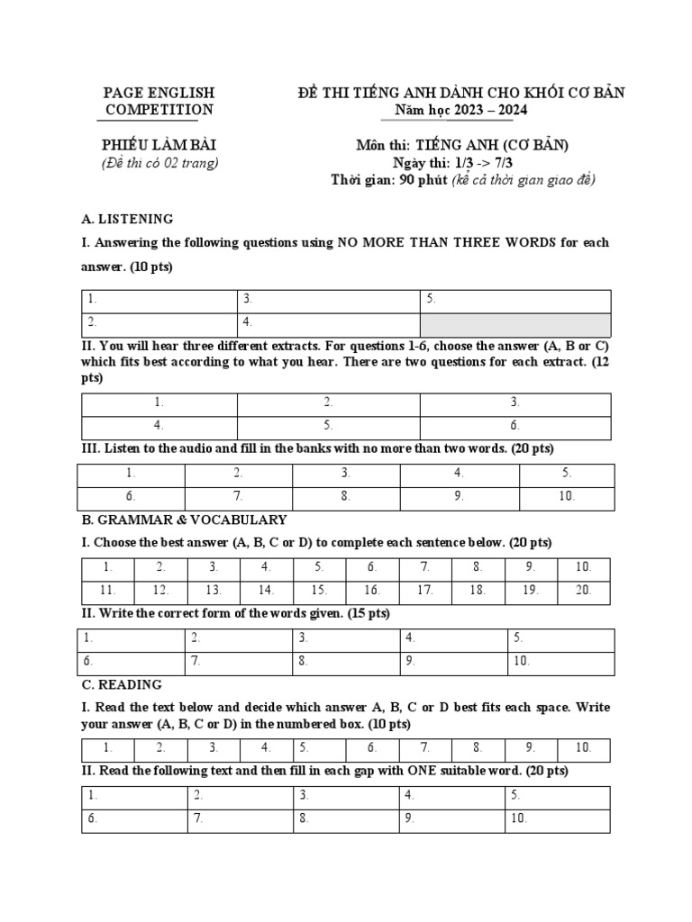 Basic English Exam Paper 2023-2024 | PDF | Linguistics | Human ...