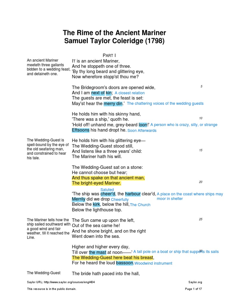 Coleridge The Rime of The Ancient Mariner | PDF