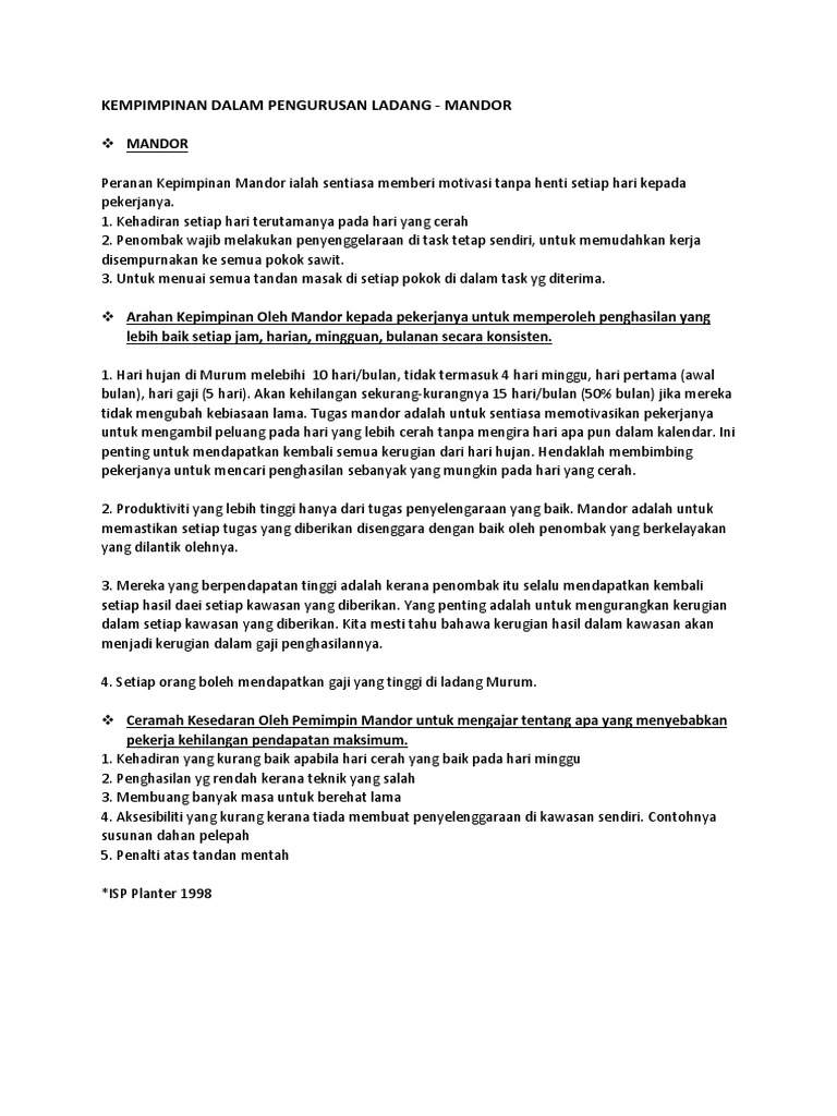 Kepimpinan Mandor | PDF | Teknologi & Rekayasa