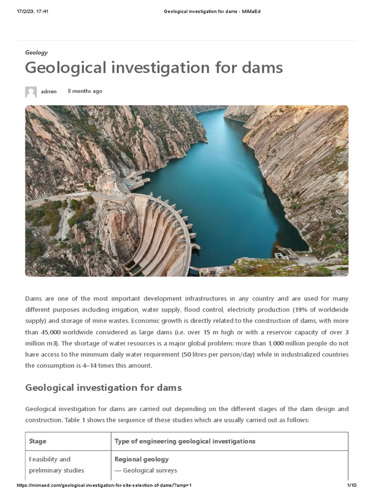 Geological Investigation For Dams - MiMaEd | PDF | Dam | Geology