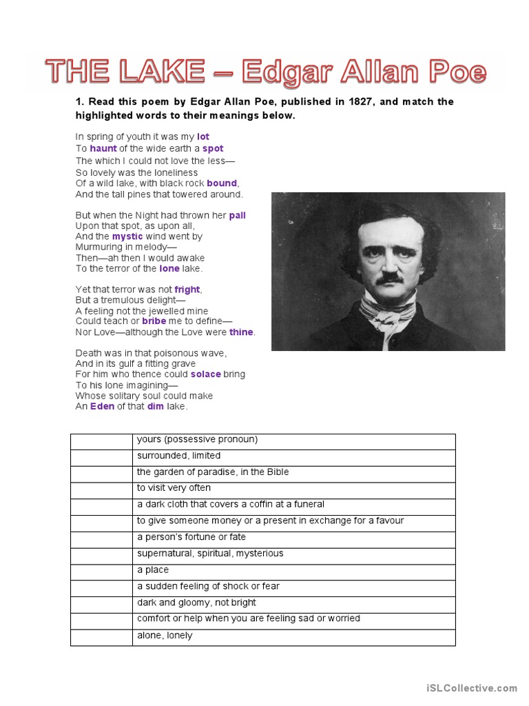 The Lake Poem by Edgar Allan Poe | PDF | Edgar Allan Poe