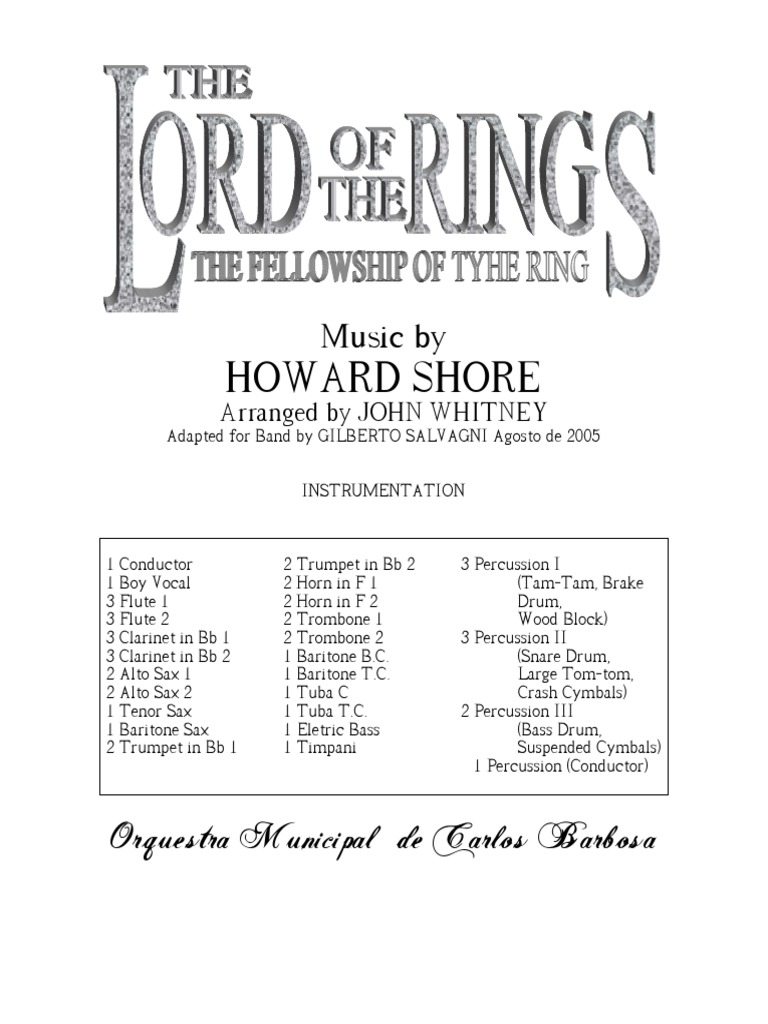 Sheet Music - The Lord of The Rings (Score For Concert Band) | PDF