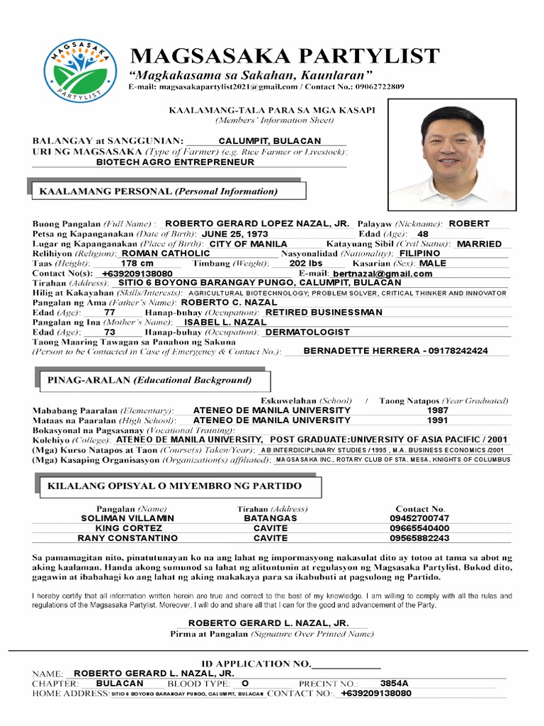 Membership - Form Magsasaka Final Updated-Ver3 AAA | PDF