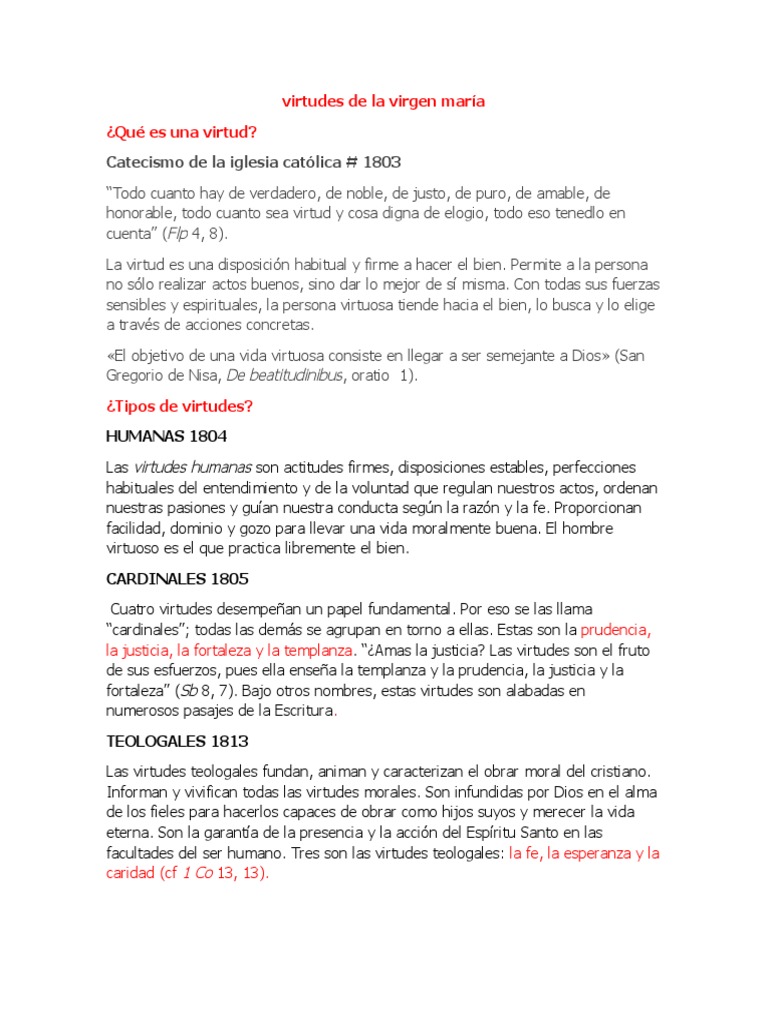 Virtudes de La Virgen María | PDF | Religión y espiritualidad