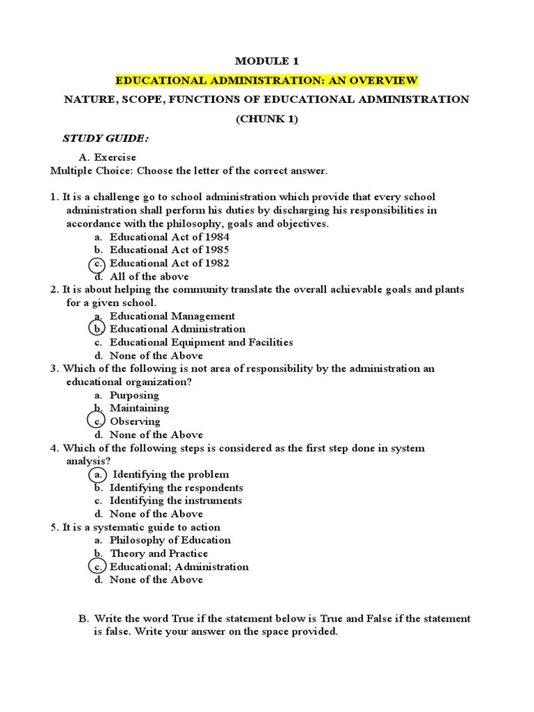 Module Review For Practicum in Educational Administration | PDF ...