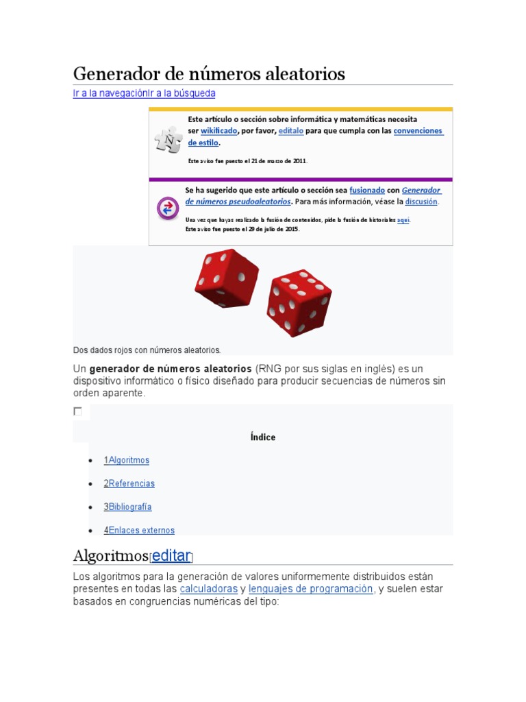Generador de Números Aleatorios | PDF | Algoritmos | Programación de ...