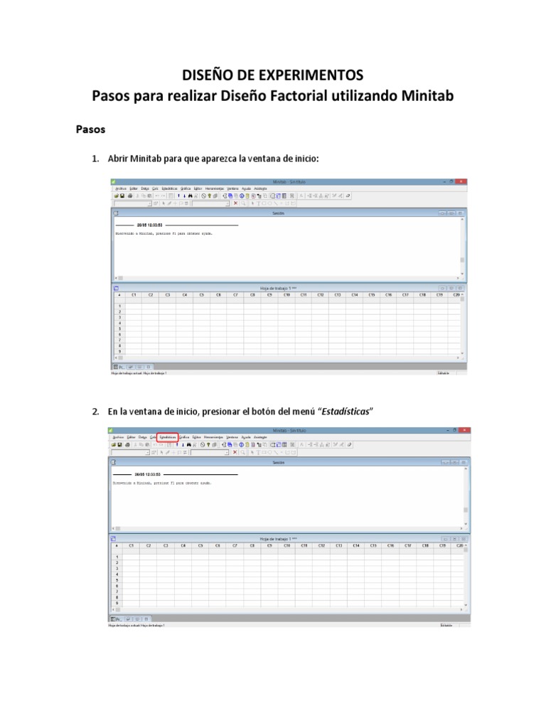 Pasos para Realizar Diseño Factorial Con Minitab | PDF | Diseño de ...
