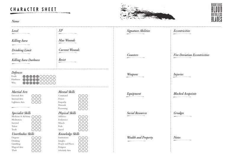 A Ruthless Warrior's Deadly Arsenal: Character Sheet for a Level [X ...