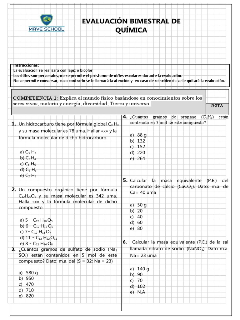 Ef 2° Sec (Quim) | PDF | Química | Ciencias fisicas