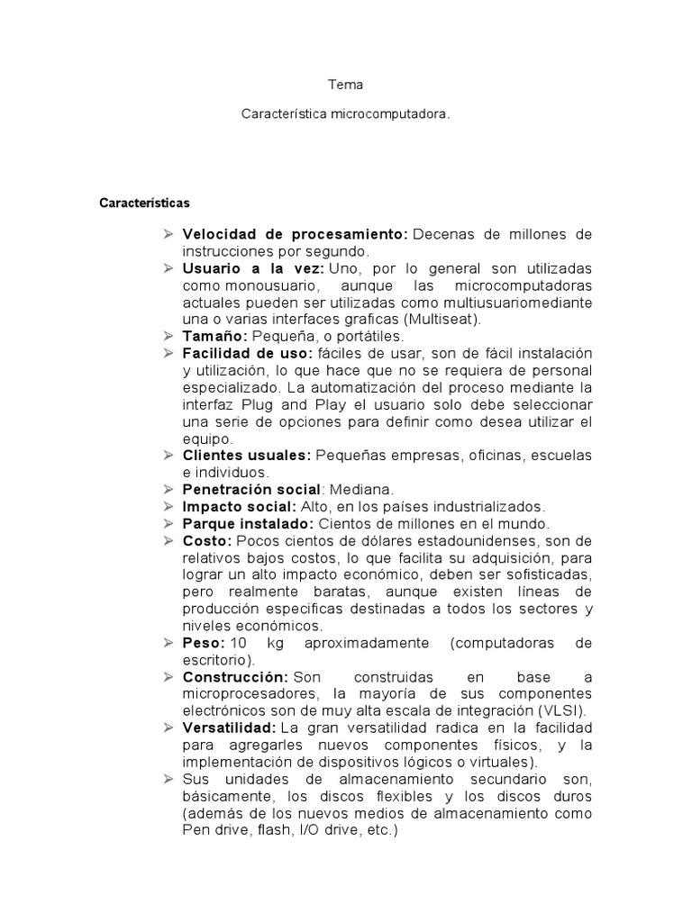 Caracteristica de Microcomputadora | PDF Caracteristica de Microcomputadora | PDF