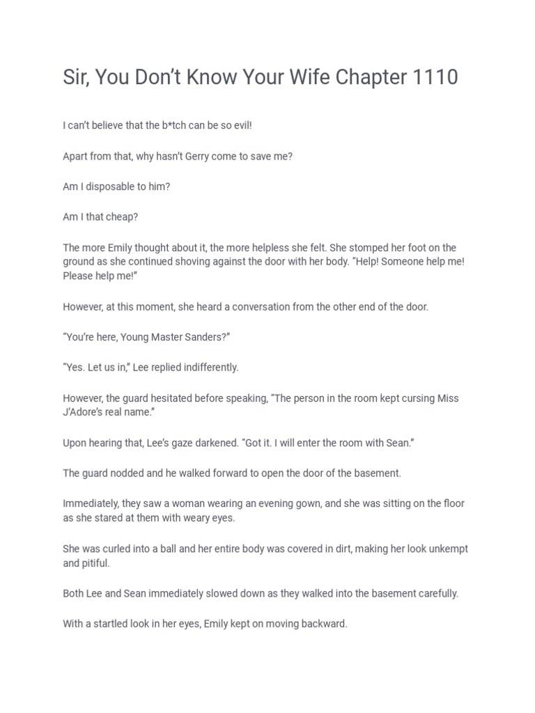 Sir You Dont Know Your Wife Chapter 1110 | PDF