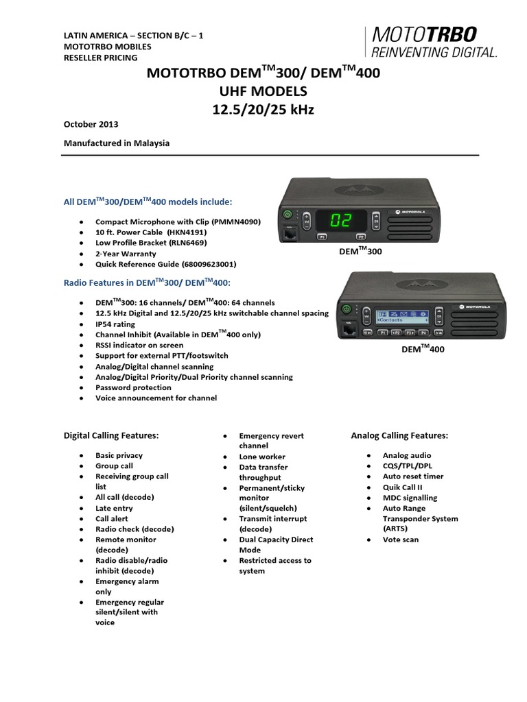 DEM 300-400 UHF Price Pages 0 - OCTOBER 2013 | PDF | Ultra High ...