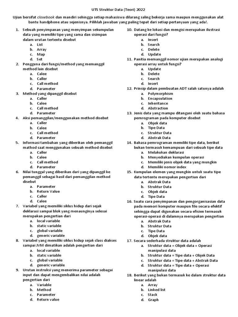 UTS Struktur Data (Teori) 2022 | PDF