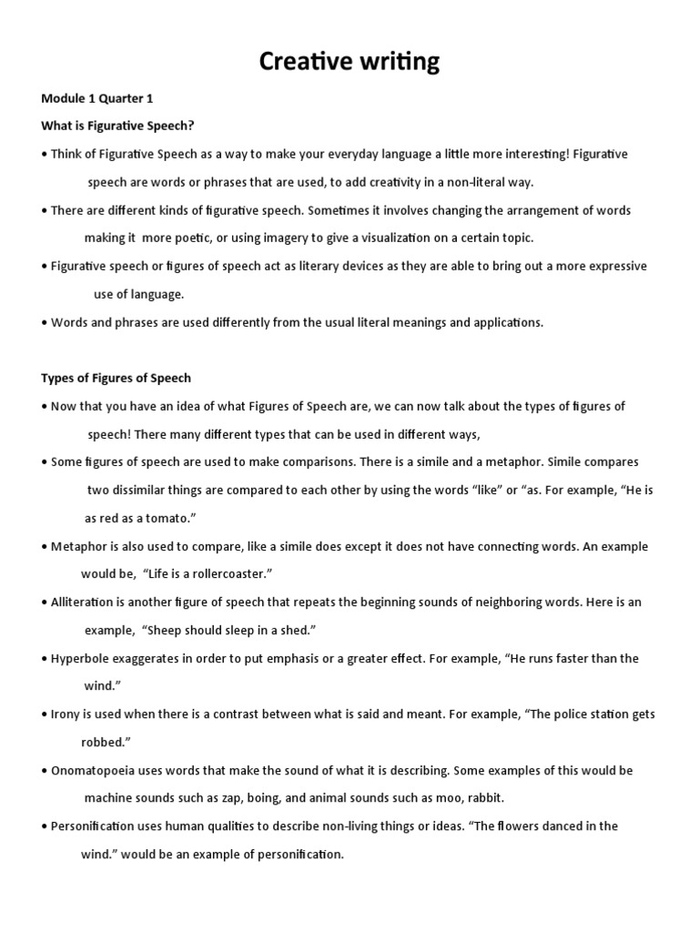 Creative Writing Module 1 2 Summary | PDF | Poetry | Taste