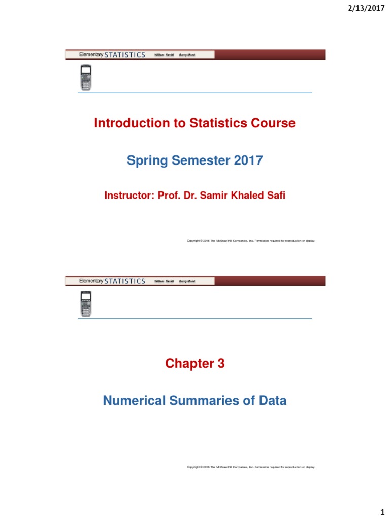 ECOE-1302-Spring-2017-2slide- | PDF | Standard Deviation | Variance