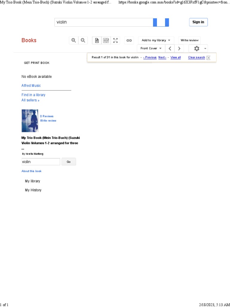 My Trio Book (Mein Trio-Buch) (Suzuki Violin Volumes 1-2 Arranged For ...