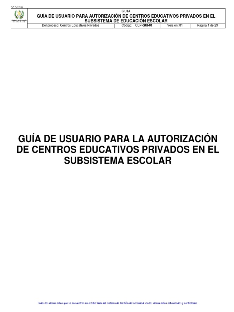 Cep-Gui-01 de Usuario Autorizacion Centros Educ Privados | PDF | Sistema de manejo de calidad ...