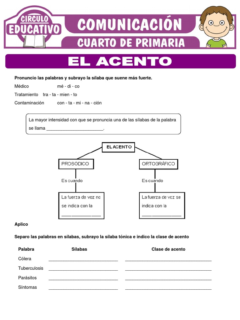 El Acento y La Tildación para Cuarto de Primaria | PDF | Lingüística ...