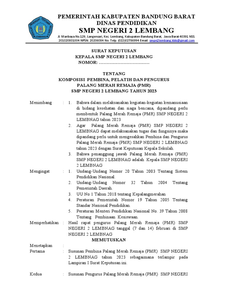Contoh SK PMR | PDF