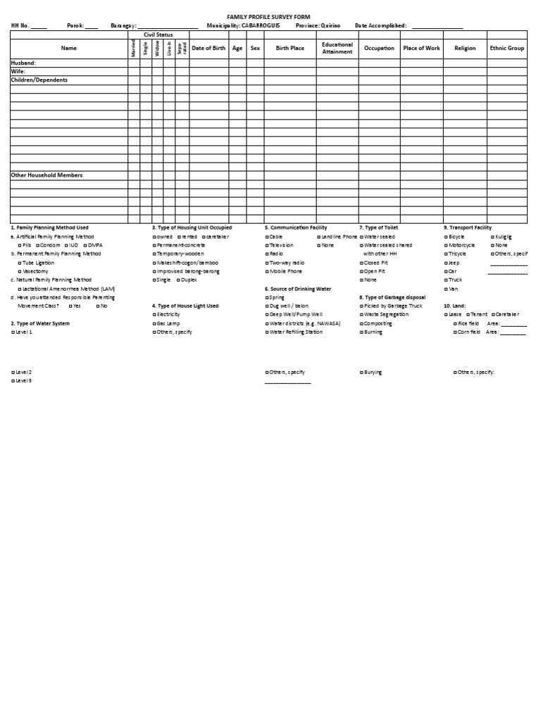 Family Profile Form | PDF