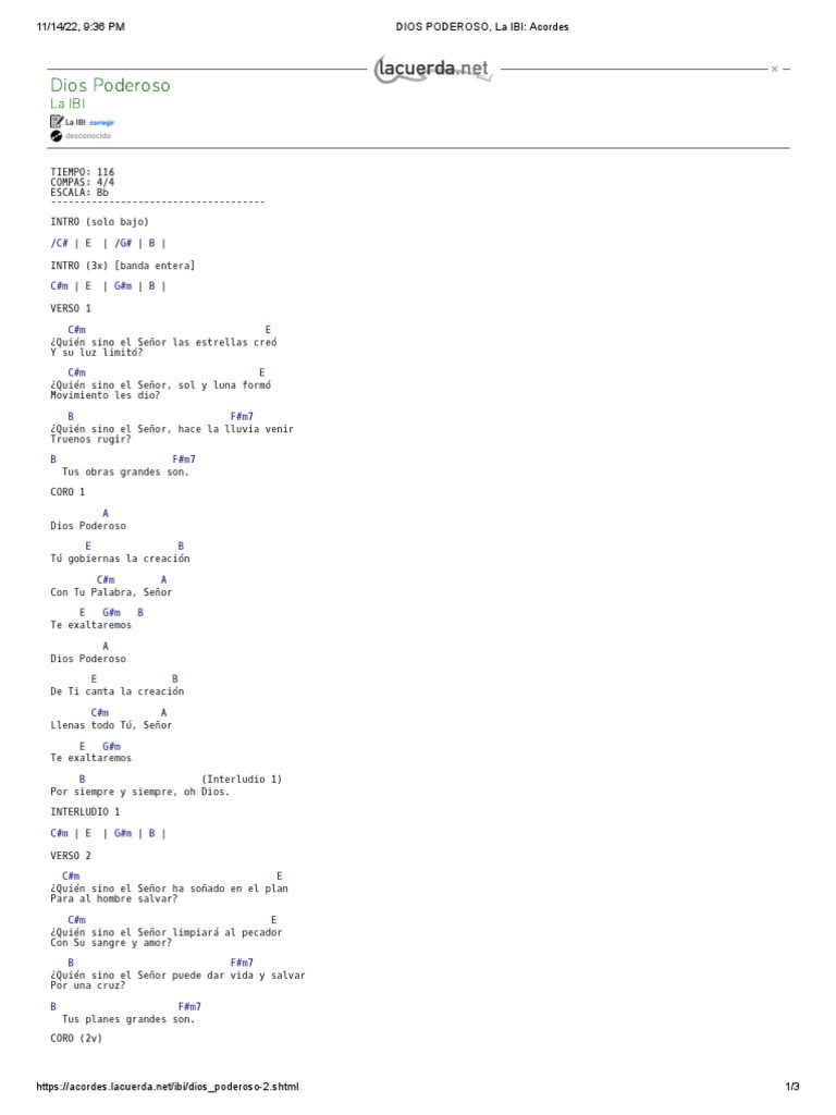 Dios Poderoso, Acordes | PDF
