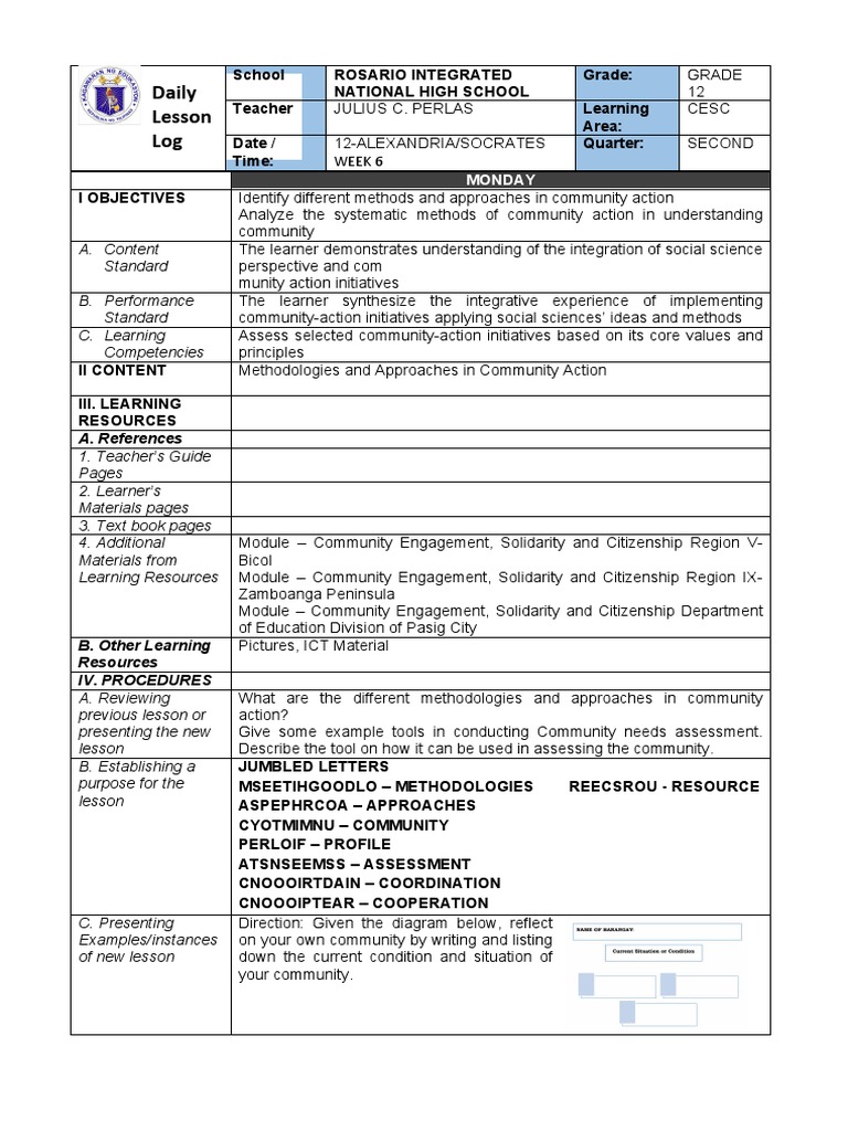 Daily Lesson Log: A. References | Download Free PDF | Learning ...