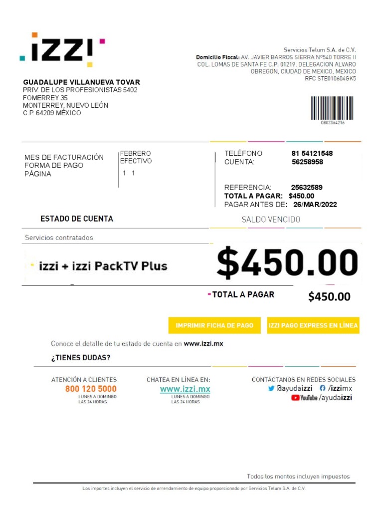 Comprobante Izzi Editable... | PDF