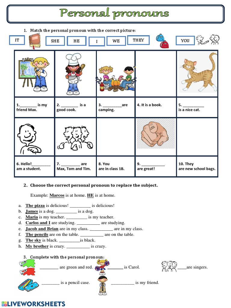 Choose The Correct Personal Pronoun To Replace The Subject | PDF