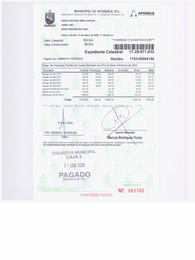 Predial Apodaca 2020 | PDF