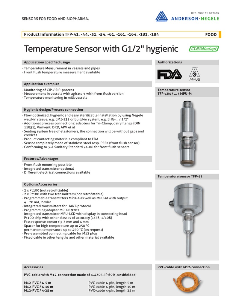 Anderson-Negele Temperature Sensors Guide | PDF | Electrical Connector ...